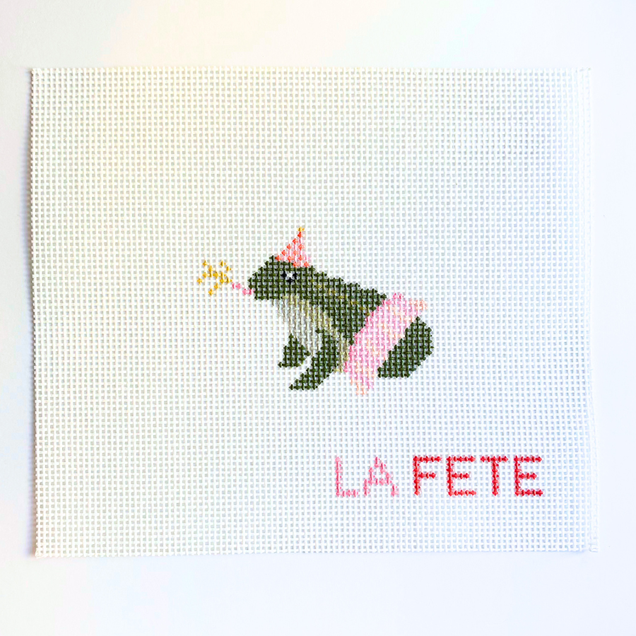 Party Animals - Frog Hand Painted Needlepoint Canvas